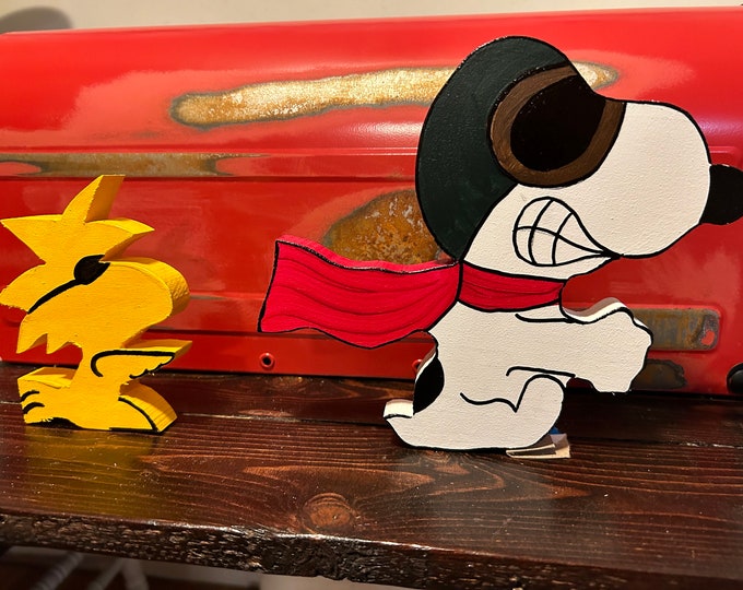 Snoopy Flying Ace Mailbox Fence Line Topper Woodstock Red Baron Top ...