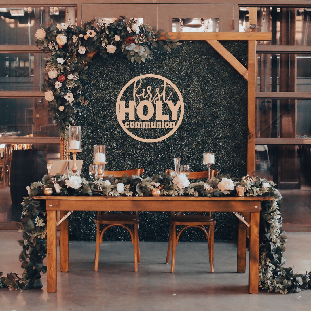 First Holy Communion Wall Sign Acrylic or MDF Craft Wood Custom Round ...