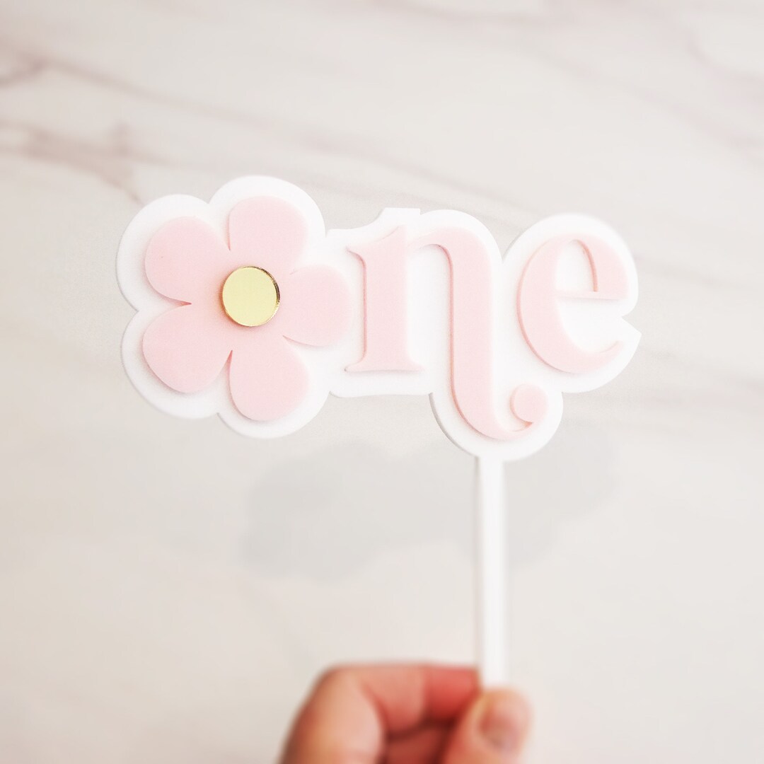 Daisy Flower One Acrylic Cake Topper | Layered 3D Cake Topper | Cake ...
