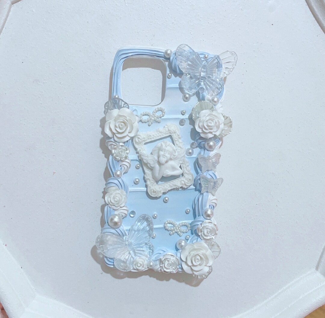 Baby Blue Angel Baroque Frame Decoden Phone Case for All Brand - Etsy