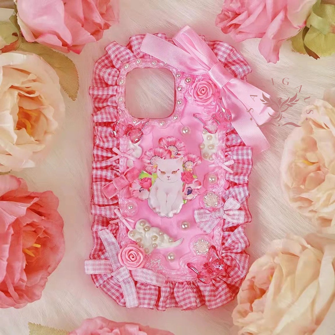 New Boji Cat! ! Pink Cat Phone Case| Kawaii Cat Decoden Phone Case - Etsy