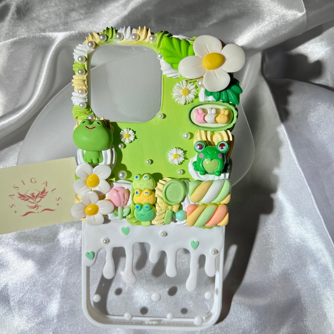 Cute Frog Green Decoden Phone Case for All Brand - Etsy