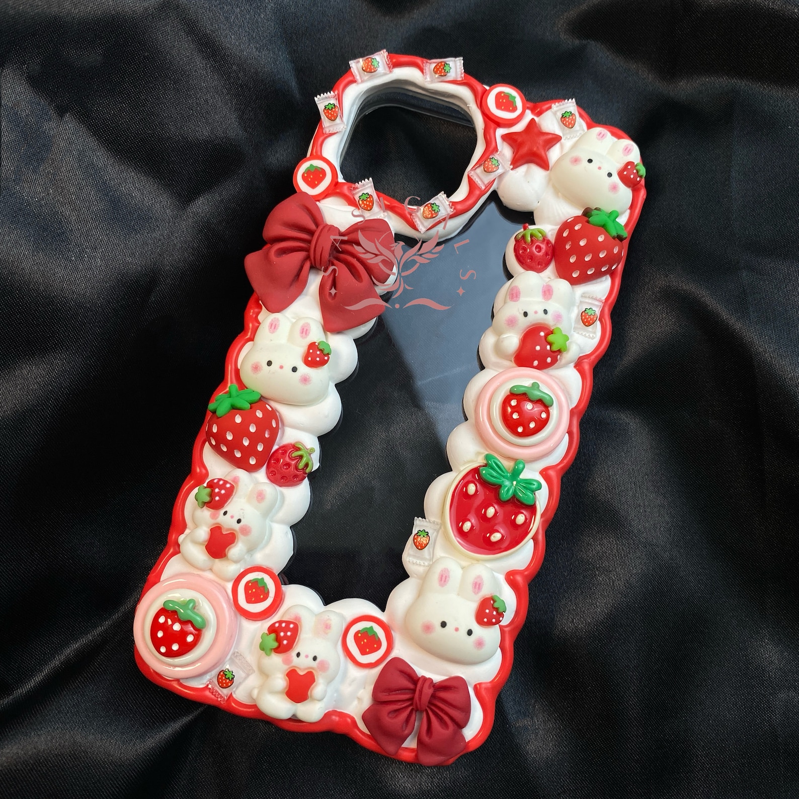 Cute Strawberry Bunny Decoden Phone Case for All Brand - Etsy