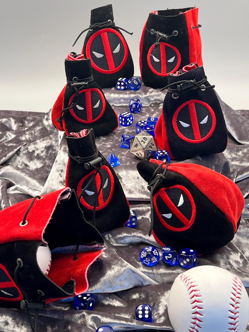 Deadpool Dice Bag Authentic Handmade Leather Poke Cosplay Accessory ...