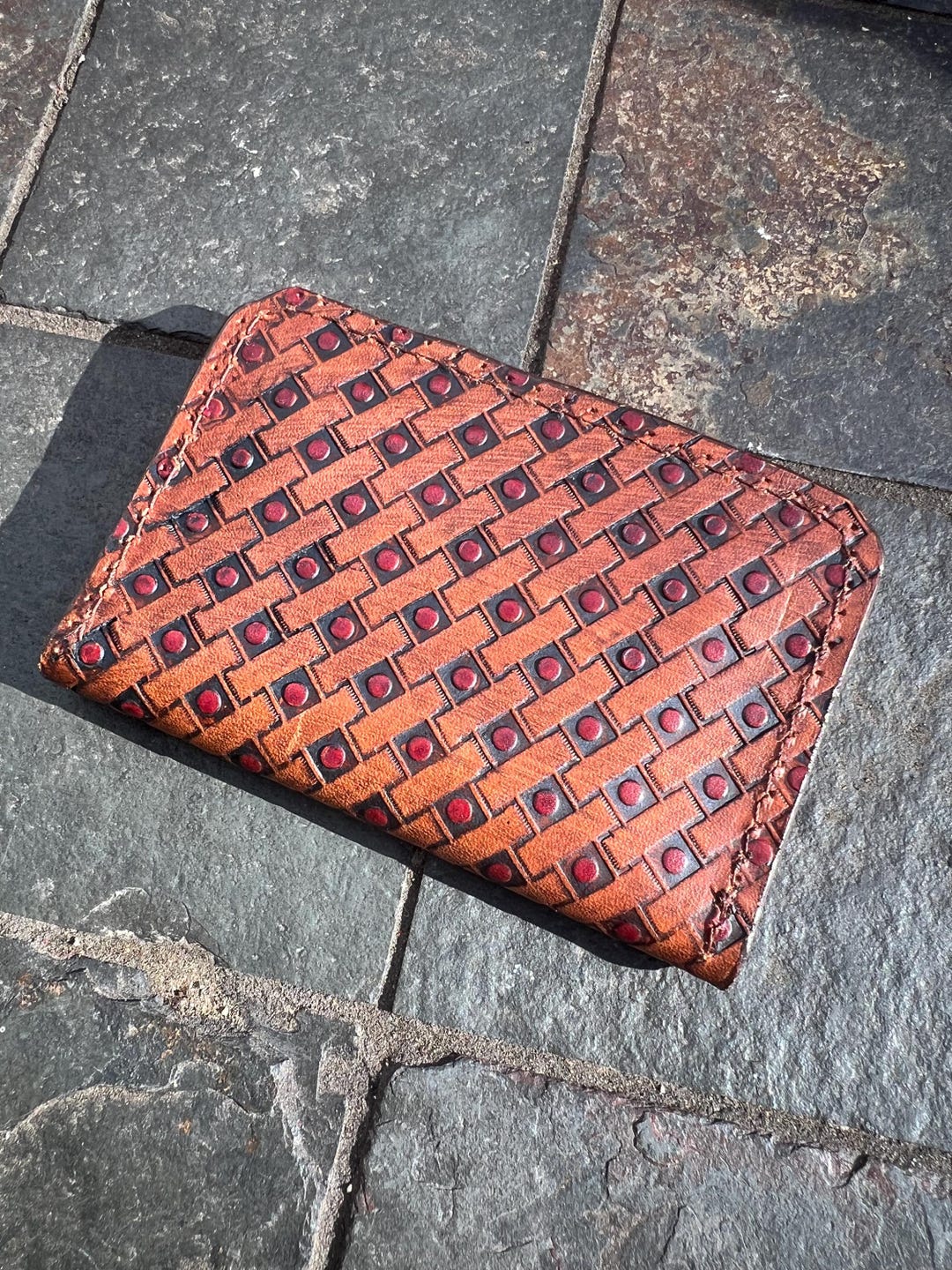 Hand-stamped and Hand-painted Leather Wallet - Etsy