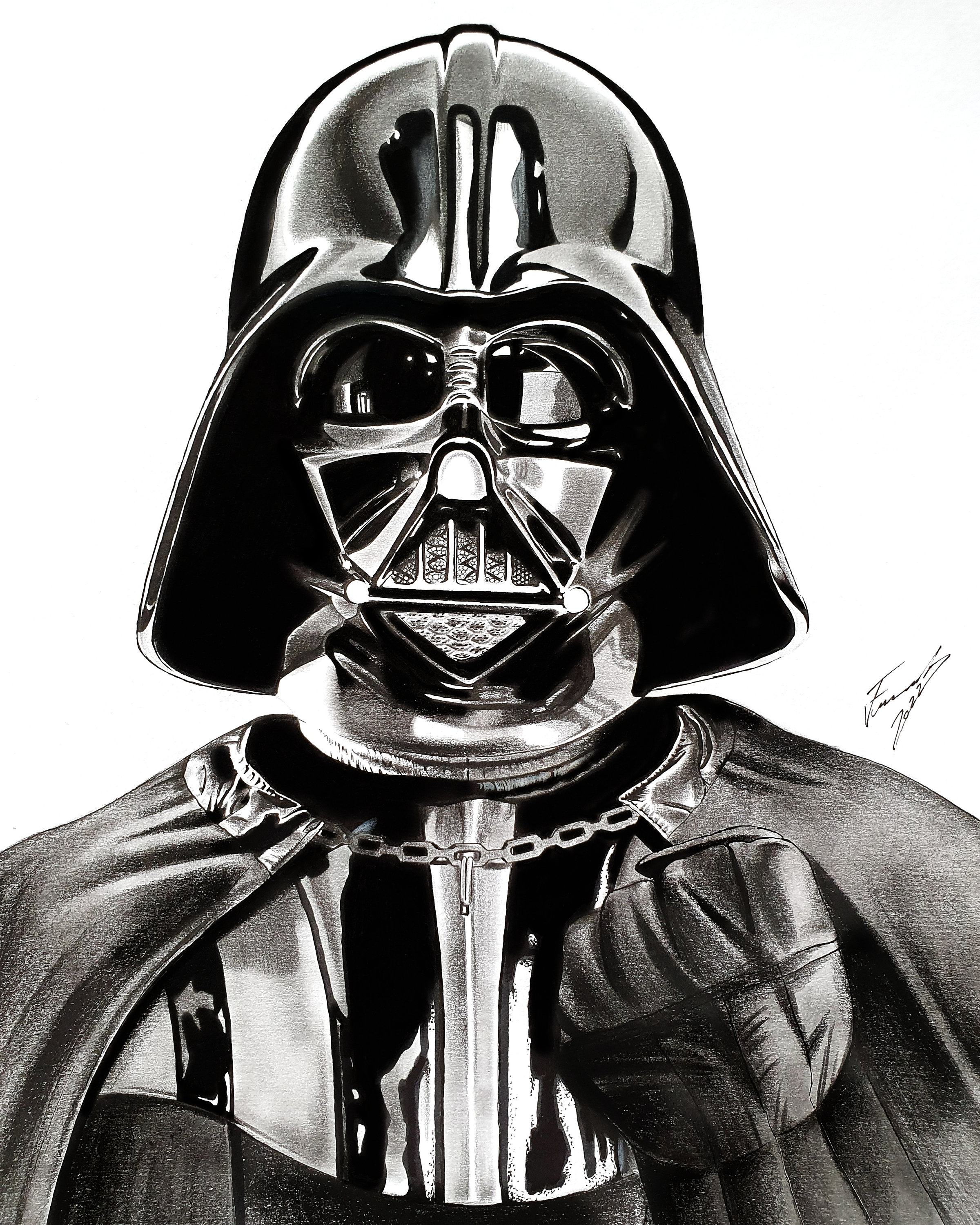 Darth Vader Black And White Drawing