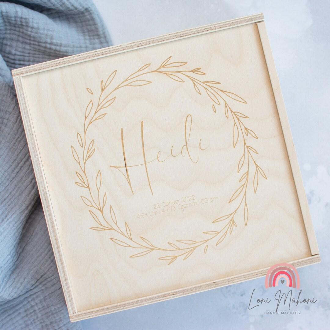 Birth Memory Box, Personalized Wooden Box With Name, Birth Memory Box ...
