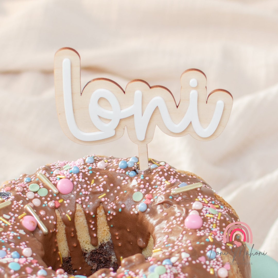 Cake Topper offset, Personalized With First Name, Cake Topper Wood ...