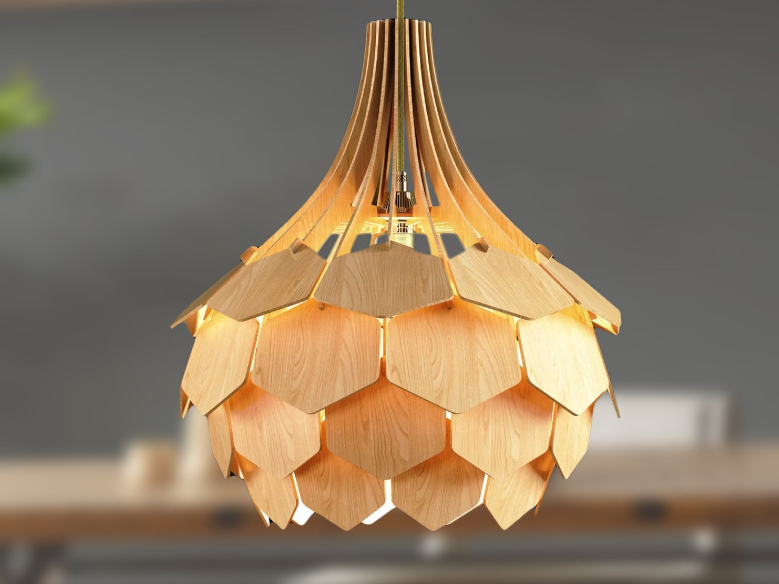 ELLA Mid-modern Wood Pendant Lightning Wood Lamp Wooden Lamp - Etsy