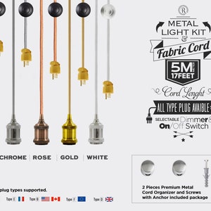 Plug-in Pendant Light Kit: 17ft Cord, On/off Switch - Etsy