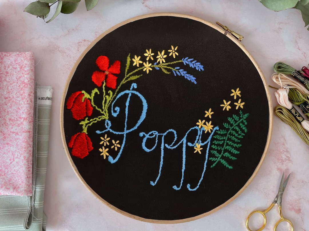 Poppy Name Embroidery Kit - Etsy