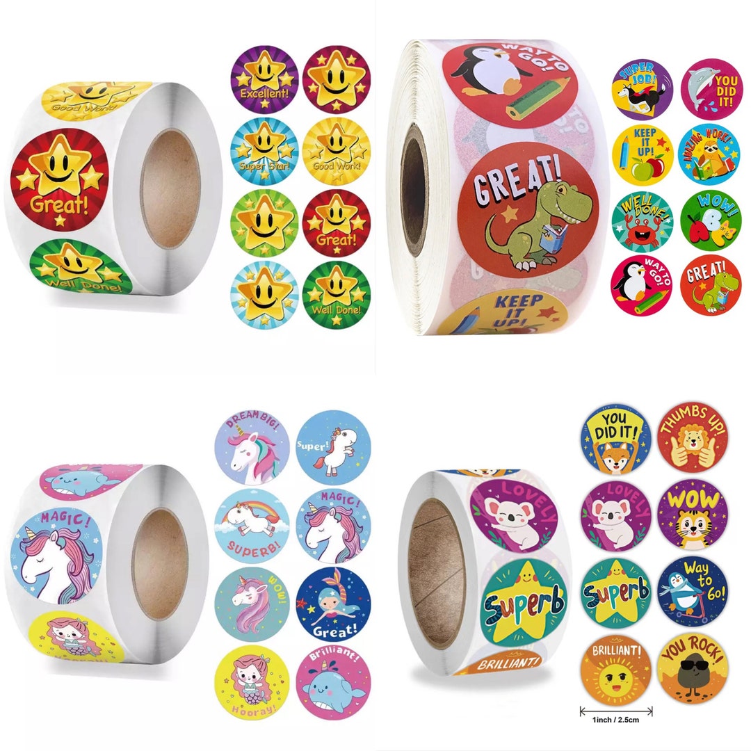 100pcs(2.5cm/1inch) Reward Stickers Self-adhesive Cartoon Fun ...