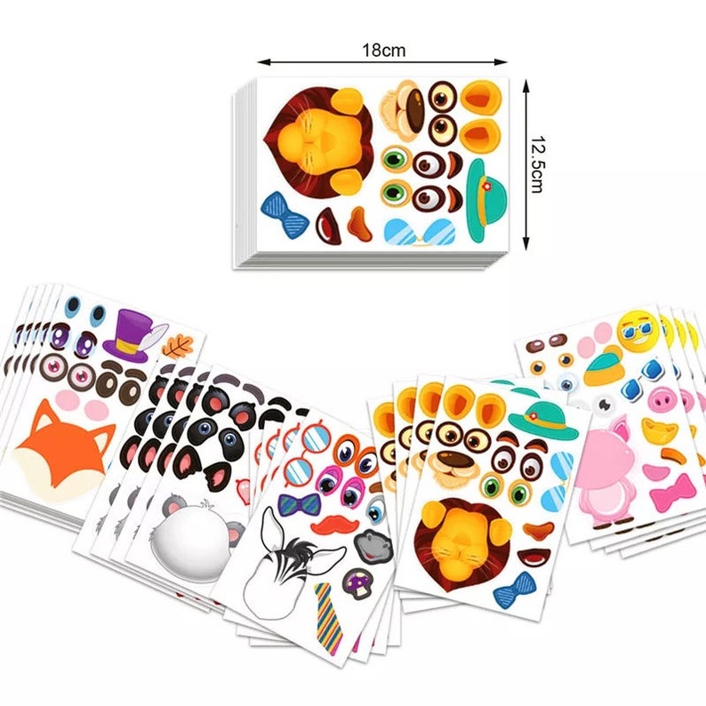 Make-a-face Sticker Make Your Own Animal Mix and Match Sticker Sheets ...