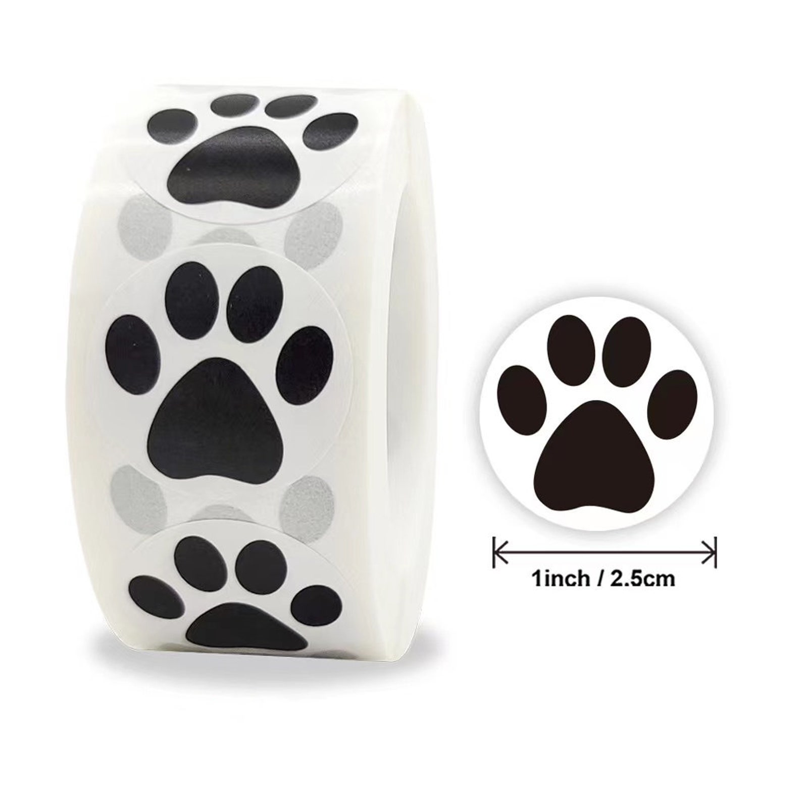 100pcs(2.5cm/1inch) Puppy Dog Cat Paw Print Stickers Self-adhesive Seal ...