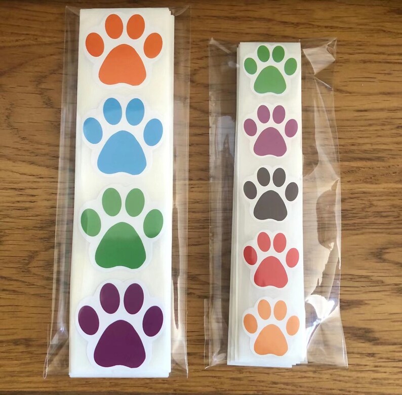 Colorful Bear Paw Print Stickers Dog Puppy Paw Labels for Craft Gift ...