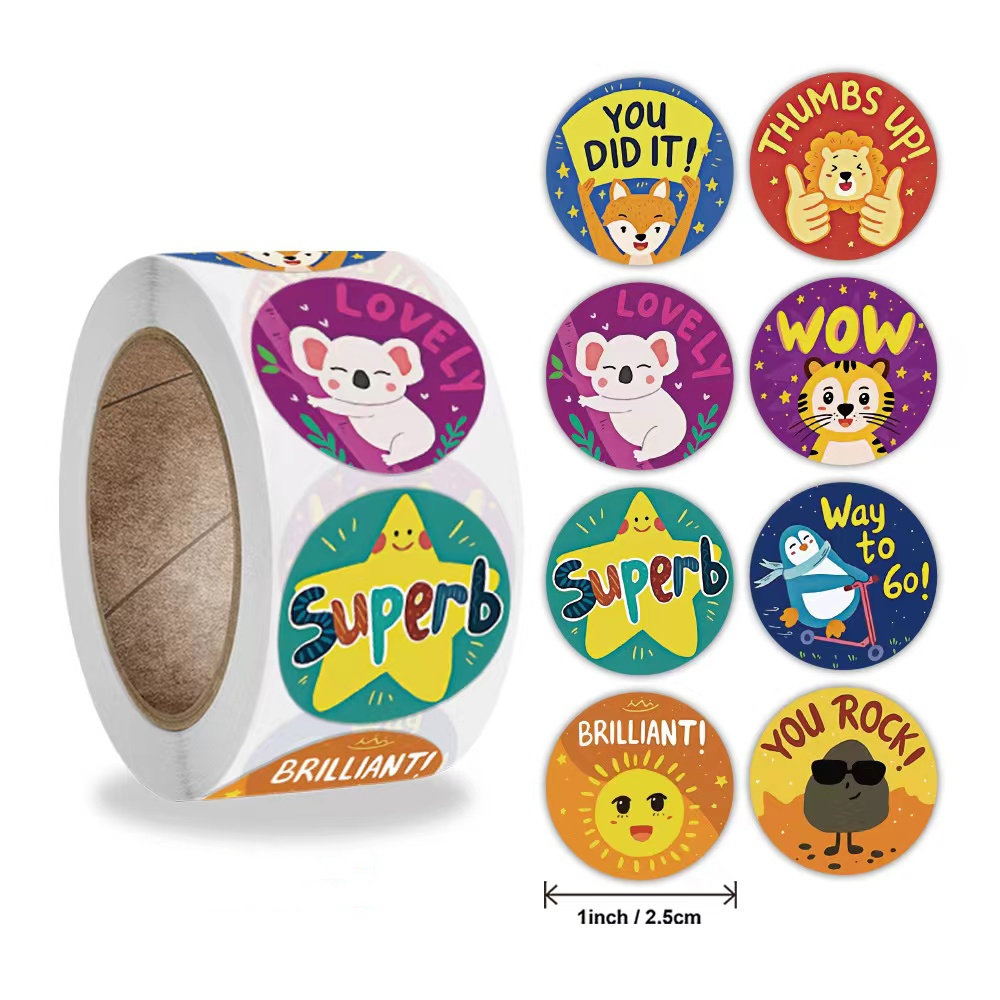 100pcs(2.5cm/1inch) Reward Stickers Self-adhesive Cartoon Fun ...