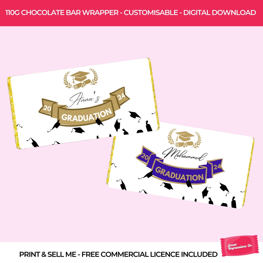 2024 Graduation Chocolate Wrapper | Printable Chocolate Bar Template | Download & Print ...