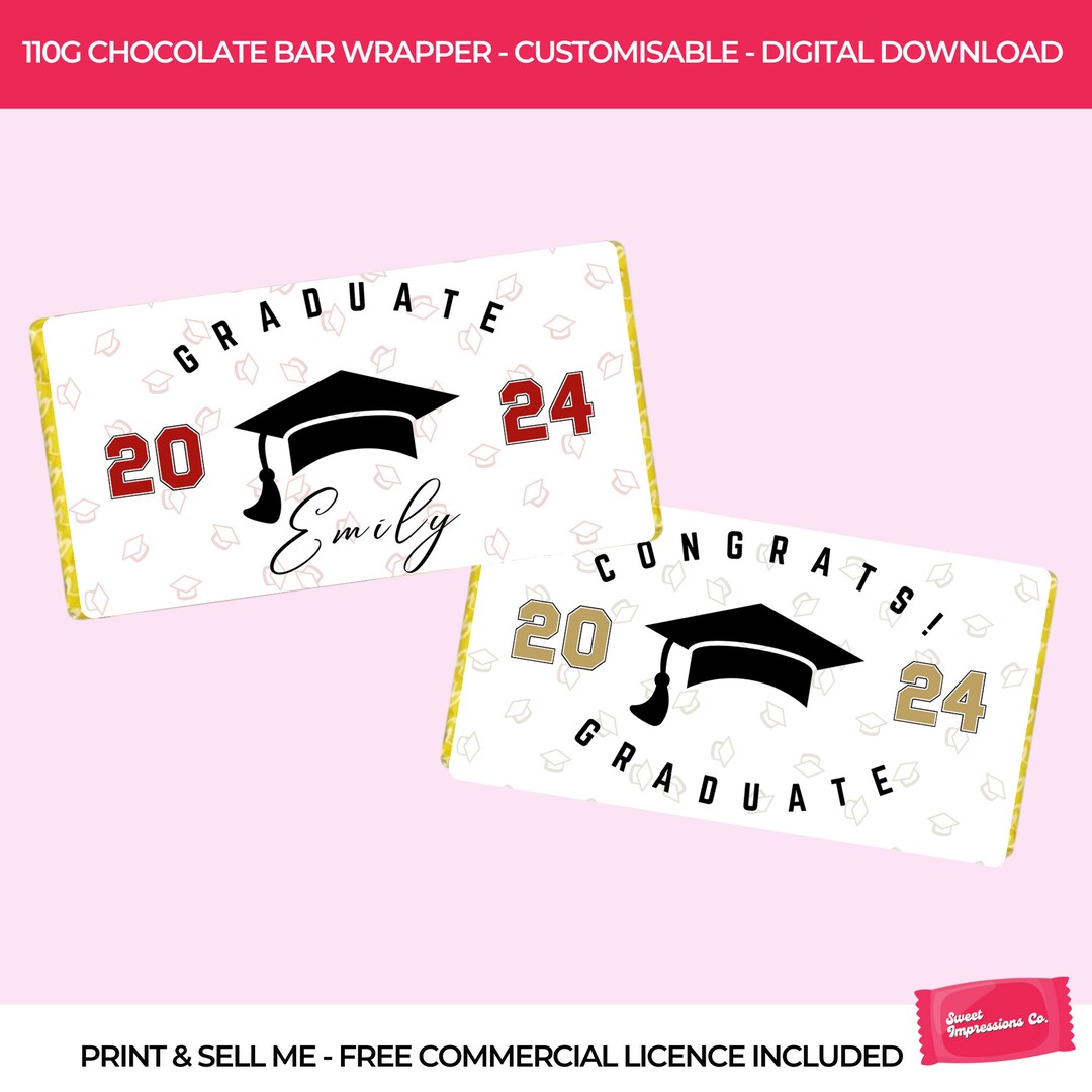 2024 Graduation Chocolate Wrapper | Printable Chocolate Bar Template ...