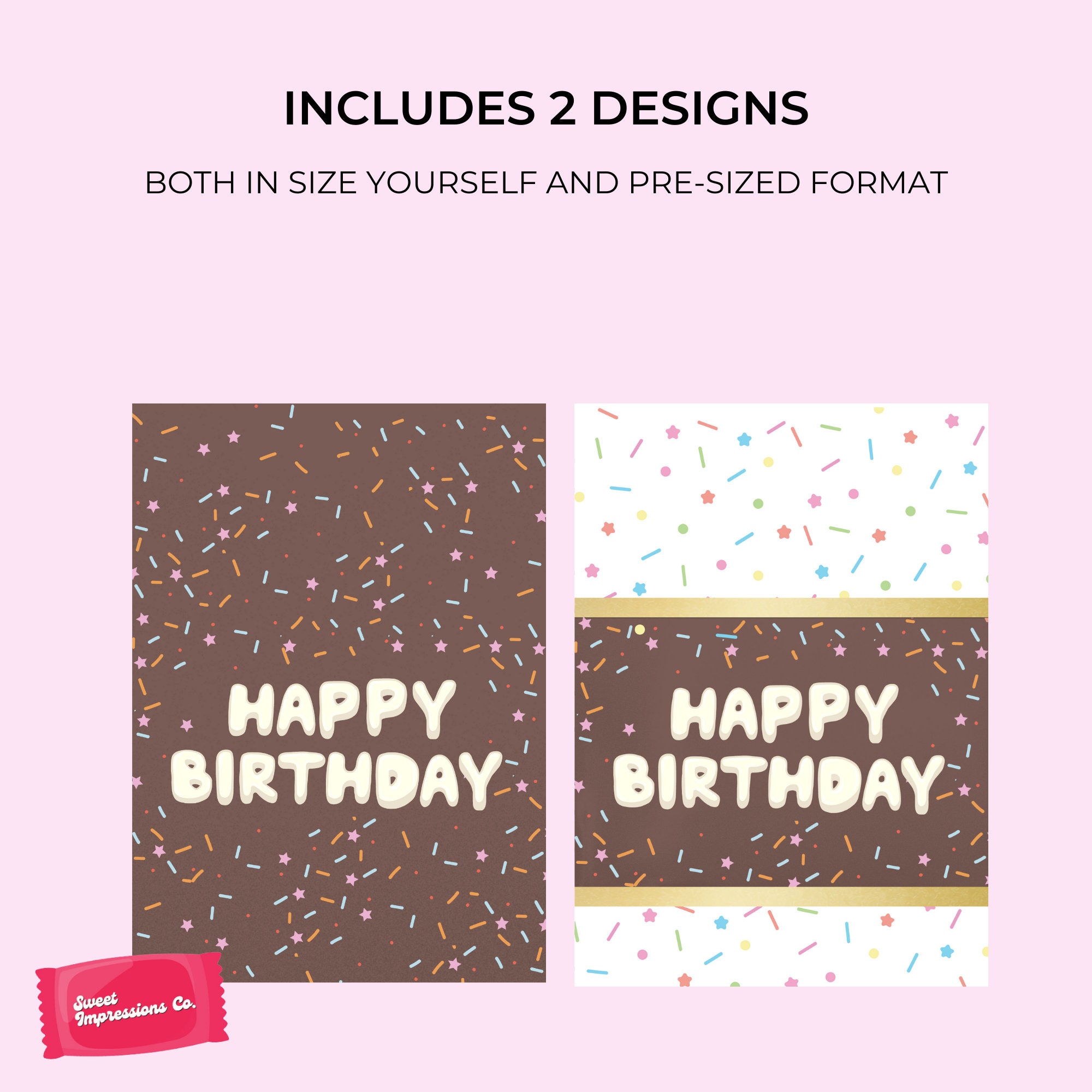 Happy Birthday Chocolate Slab Printable 110g Chocolate Wrapper Template ...
