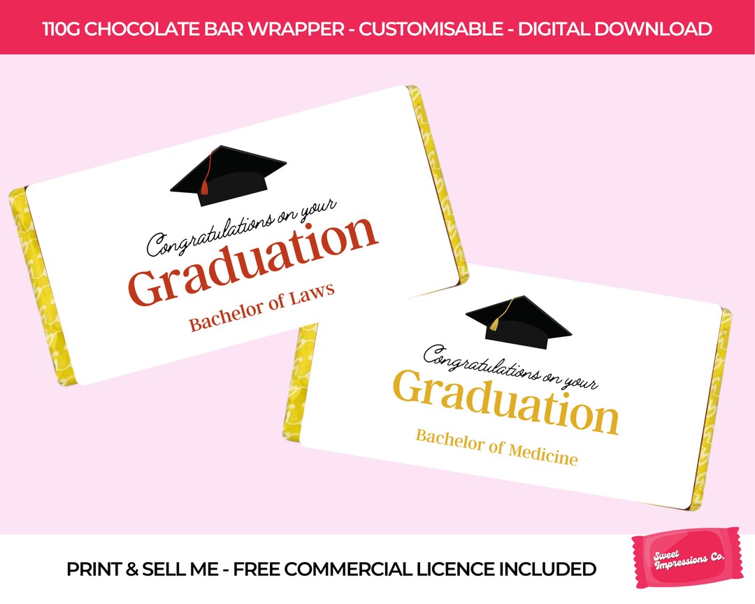 Graduation Chocolate Wrapper | Printable 110g Chocolate Wrapper ...