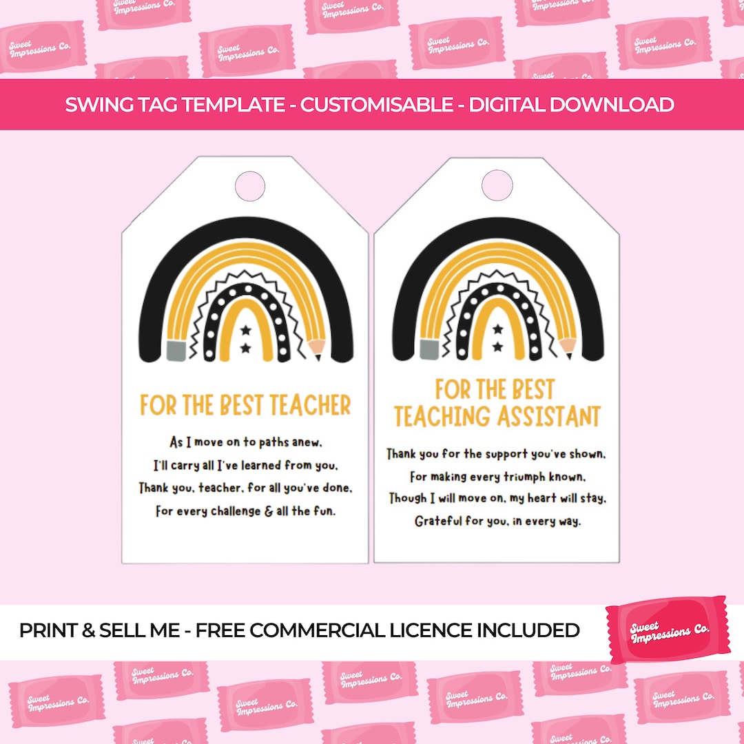 School Leaving Gift Tag | Thank You Teacher | Printable Teacher Gift ...