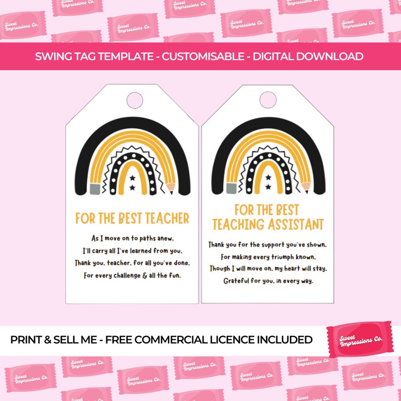 School Leaving Gift Tag Thank You Teacher Printable Teacher Gift ...