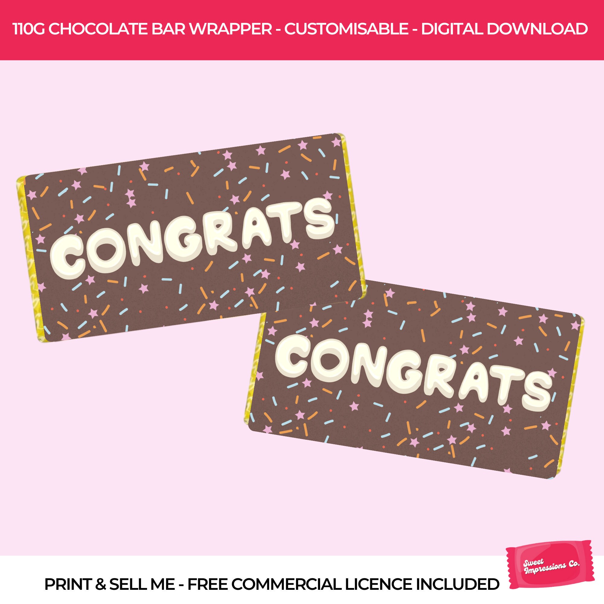 Congrats Chocolate Slab | Printable 110g Chocolate Wrapper Template ...