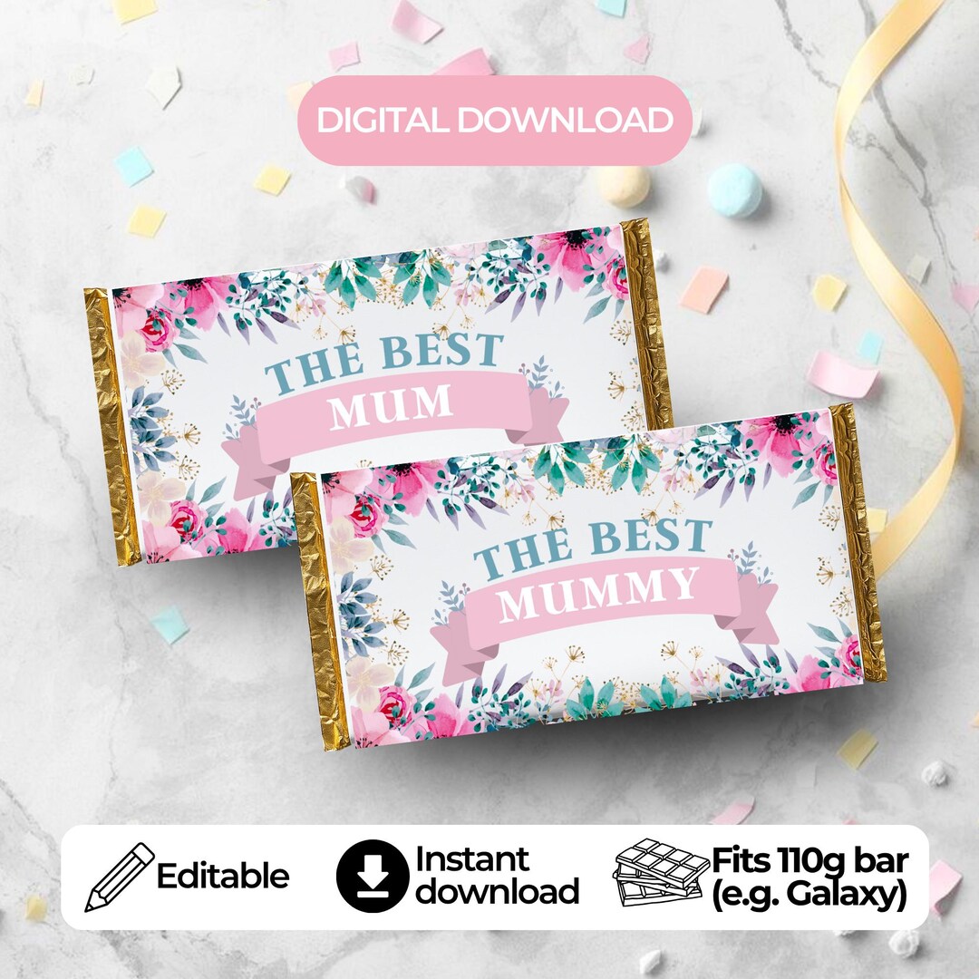 Mother's Day Chocolate Bar Wrapper: Floral Mum Gift (digital File) - Etsy