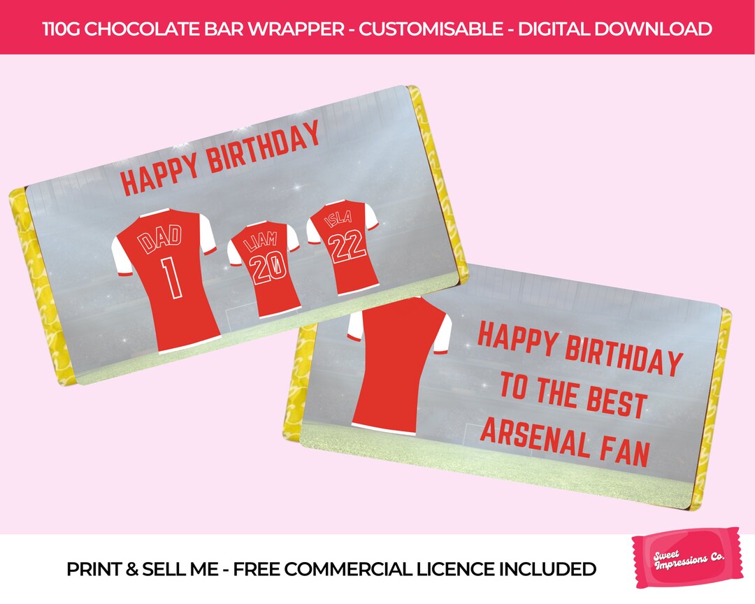 Football Chocolate Bar Wrapper Gift for Dad 110g Chocolate Wrapper ...