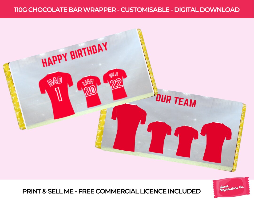 Football Chocolate Bar Wrapper | Gift for Dad | 110g Chocolate Wrapper ...
