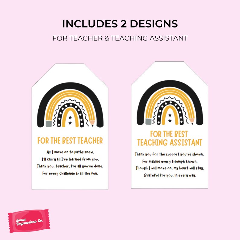 Personalized Teacher Gift Tag | Printable Thank You Swing Tag (digital ...