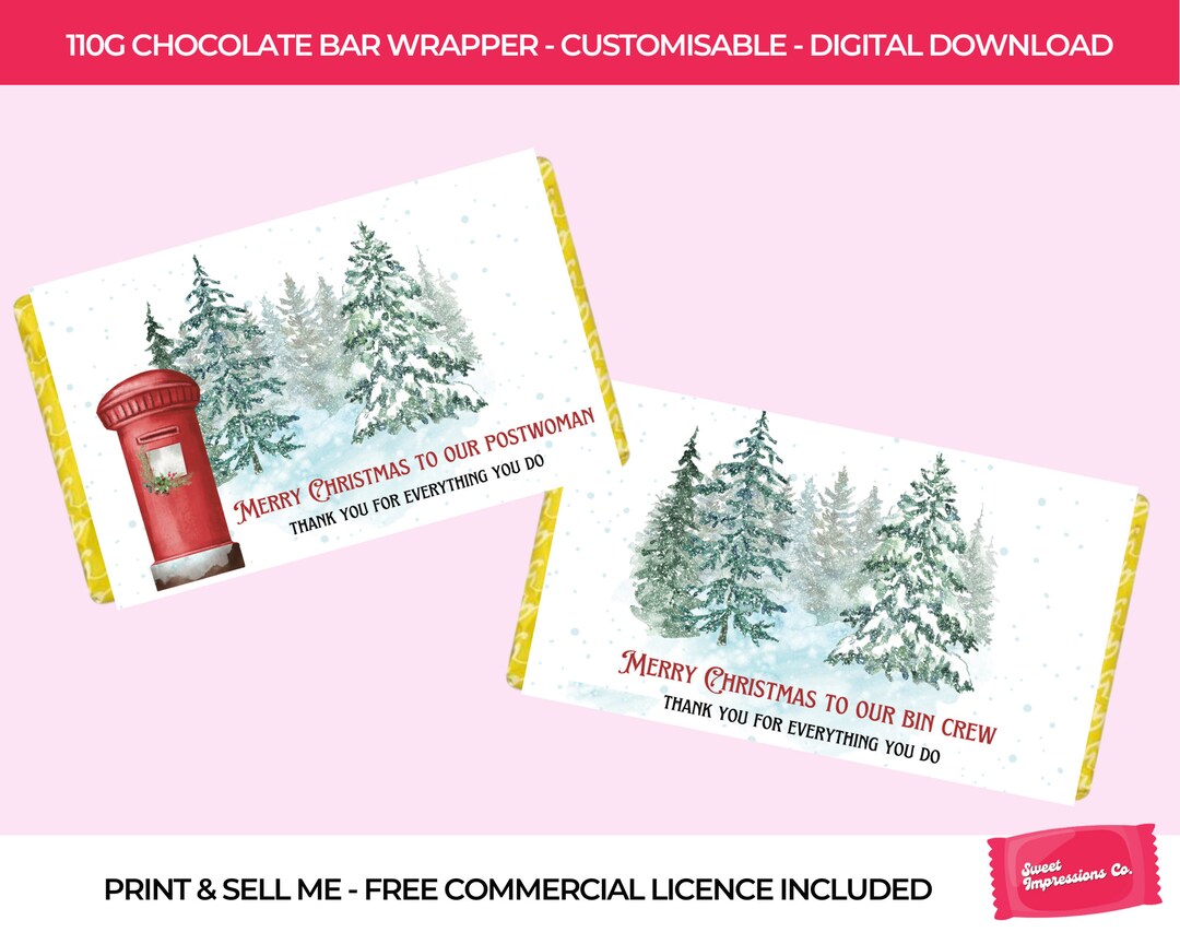 Postman Chocolate Wrapper | Christmas Postman Gift | Printable Wrapper ...