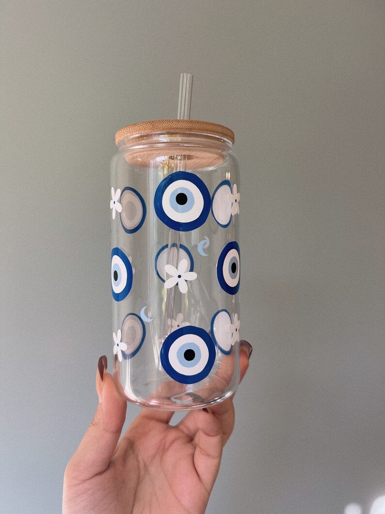 Evil Eye Glass Cup, Evil Eye Gifts, Mal De Ojo Cup, Protect Your Energy ...