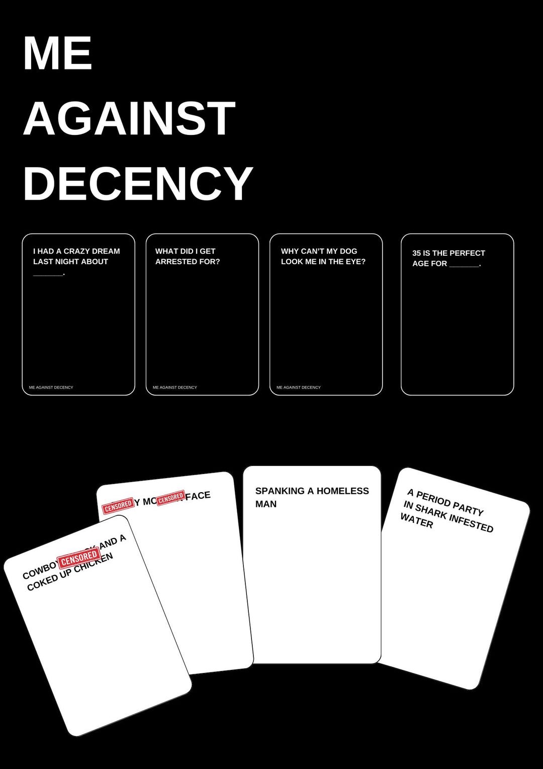 Me Against Decency| Printable Game| Cards Against Humanity| Digital ...