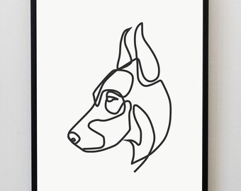 Doberman Line Drawing - Etsy