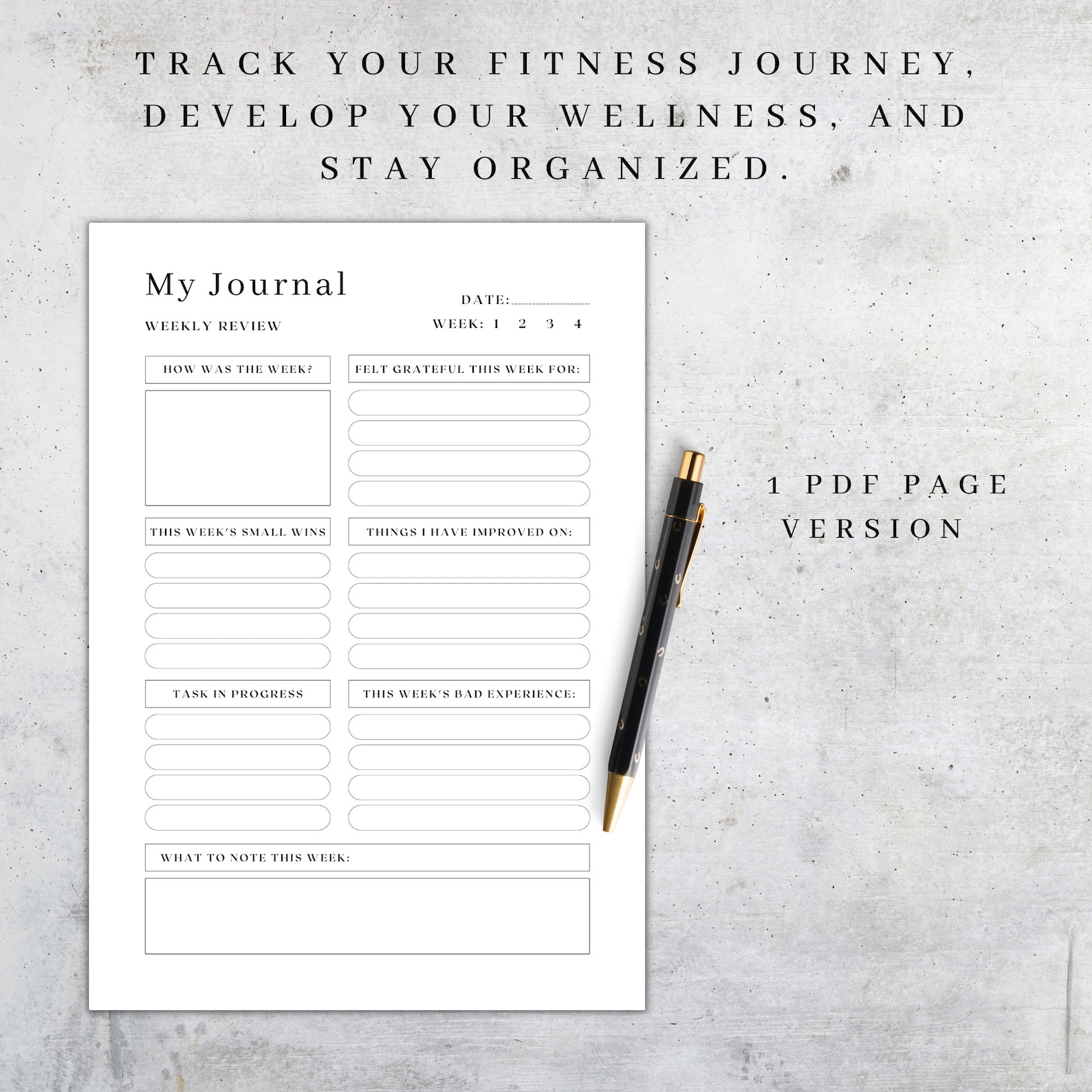 Printable Weekly Fitness Self-review Sheet Digital Fitness - Etsy