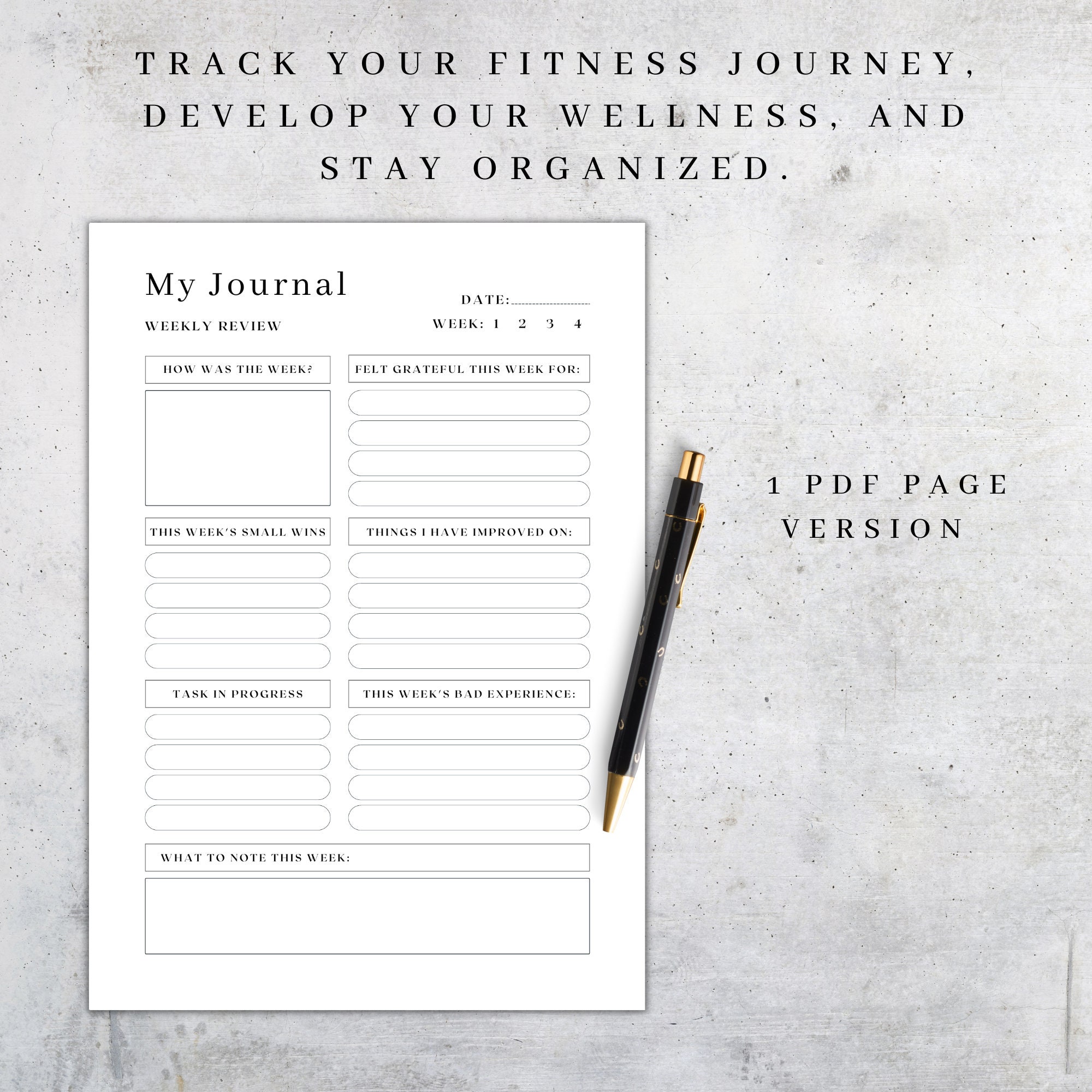 Printable Weekly Fitness Self-review Sheet Digital Fitness - Etsy