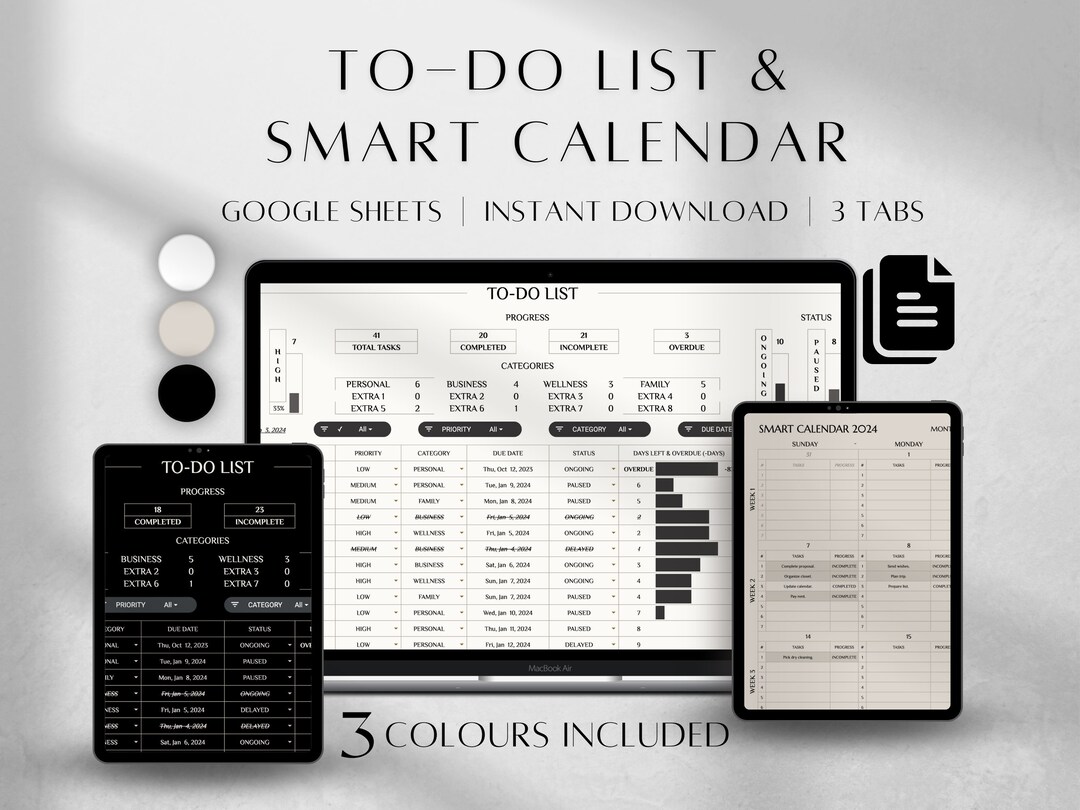 Google Sheets Smart Calendar | Digital Monthly Calendar Spreadsheet ...