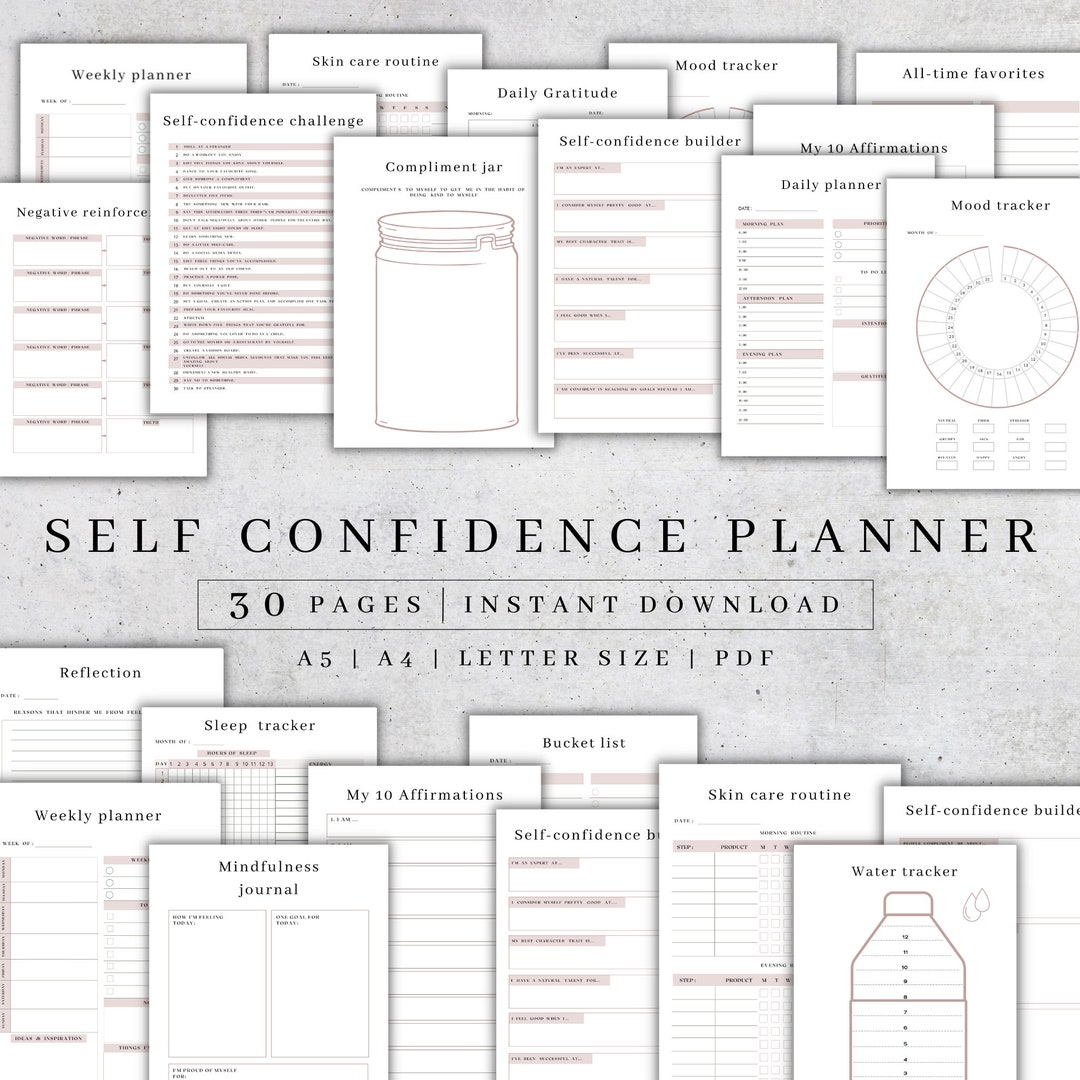 Self Confidence & Self Esteem Journal | Self Care Planner | Wellness ...