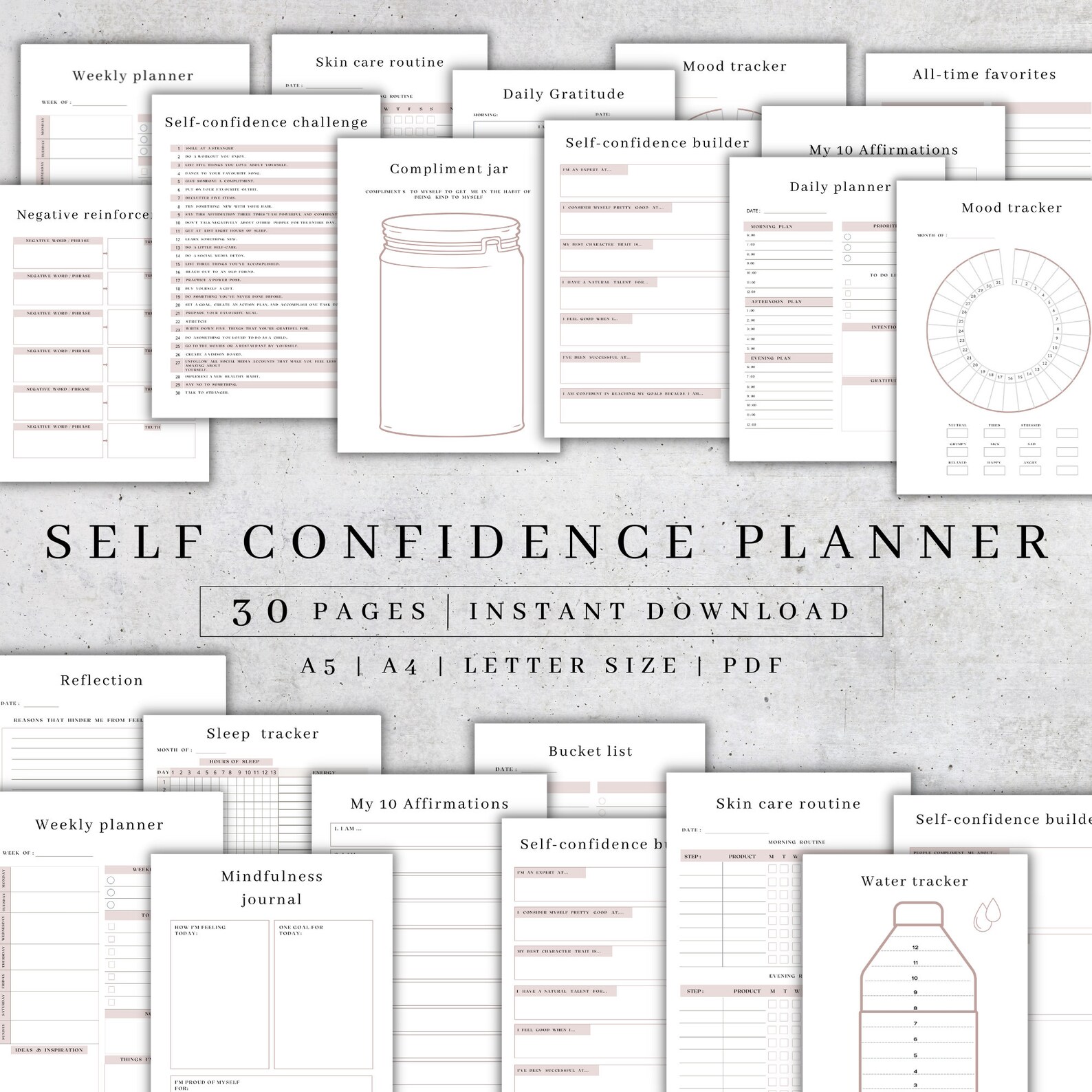 Self Confidence & Self Esteem Journal | Self Care Planner | Wellness ...