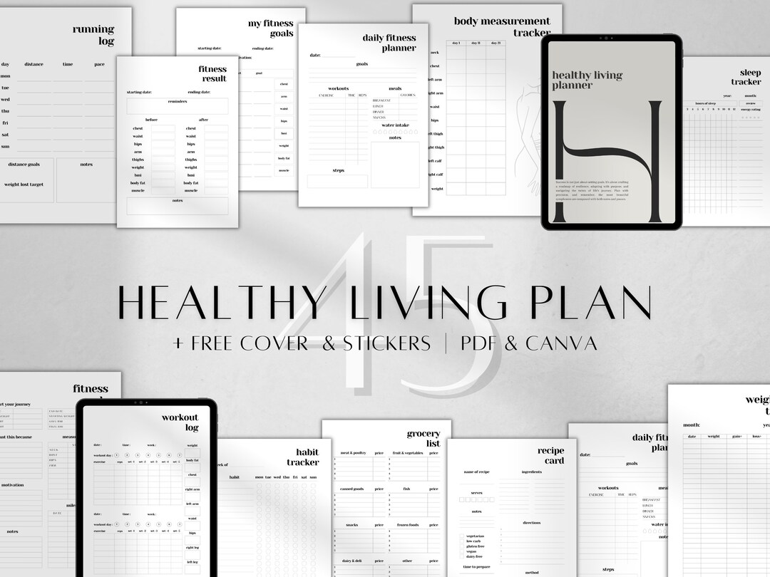 Digital Healthy Lifestyle Planner | Canva Healthy Living Journal ...