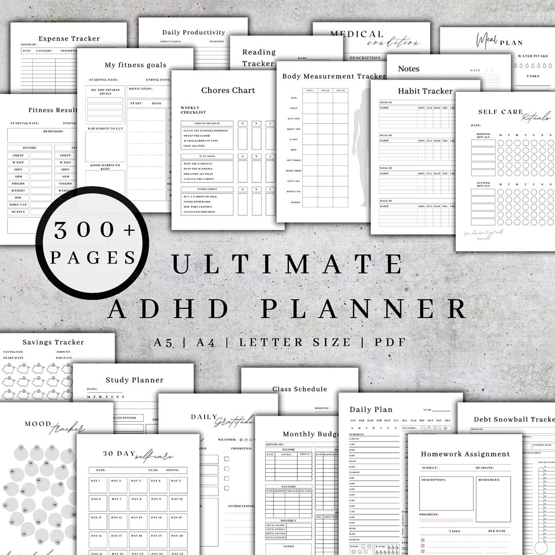 300+ Printable ADHD Planner Bundle 2026 | Ultimate Productivity Tracker ...
