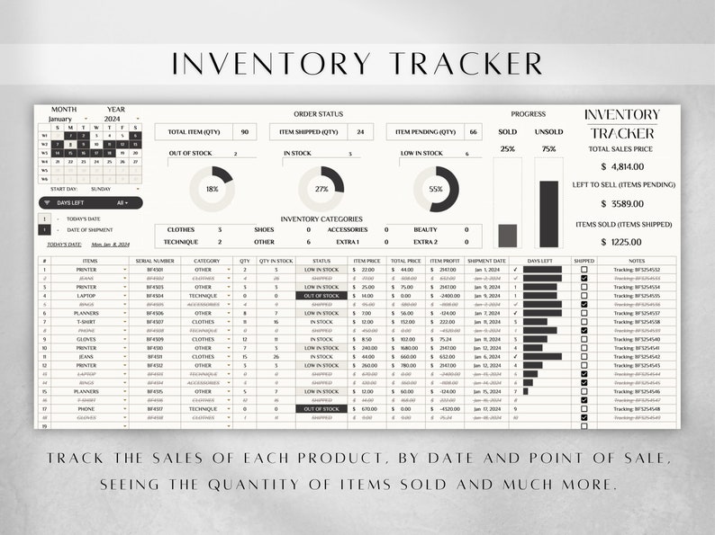 Inventory Tracker Spreadsheet | Small Business Template | Inventory ...