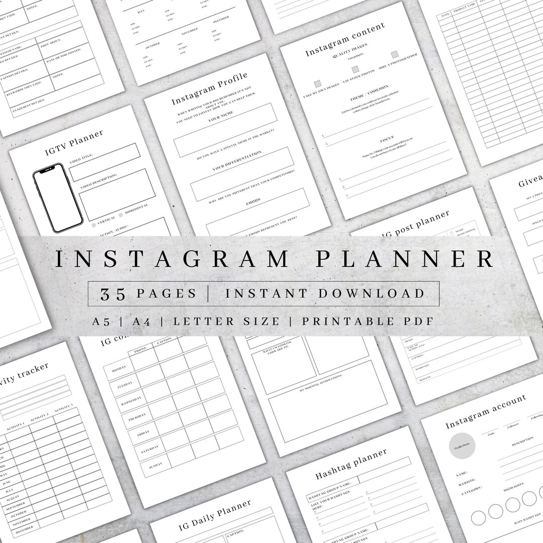 Printable Instagram Planner | Digital Blogger Planner Pages | Social ...