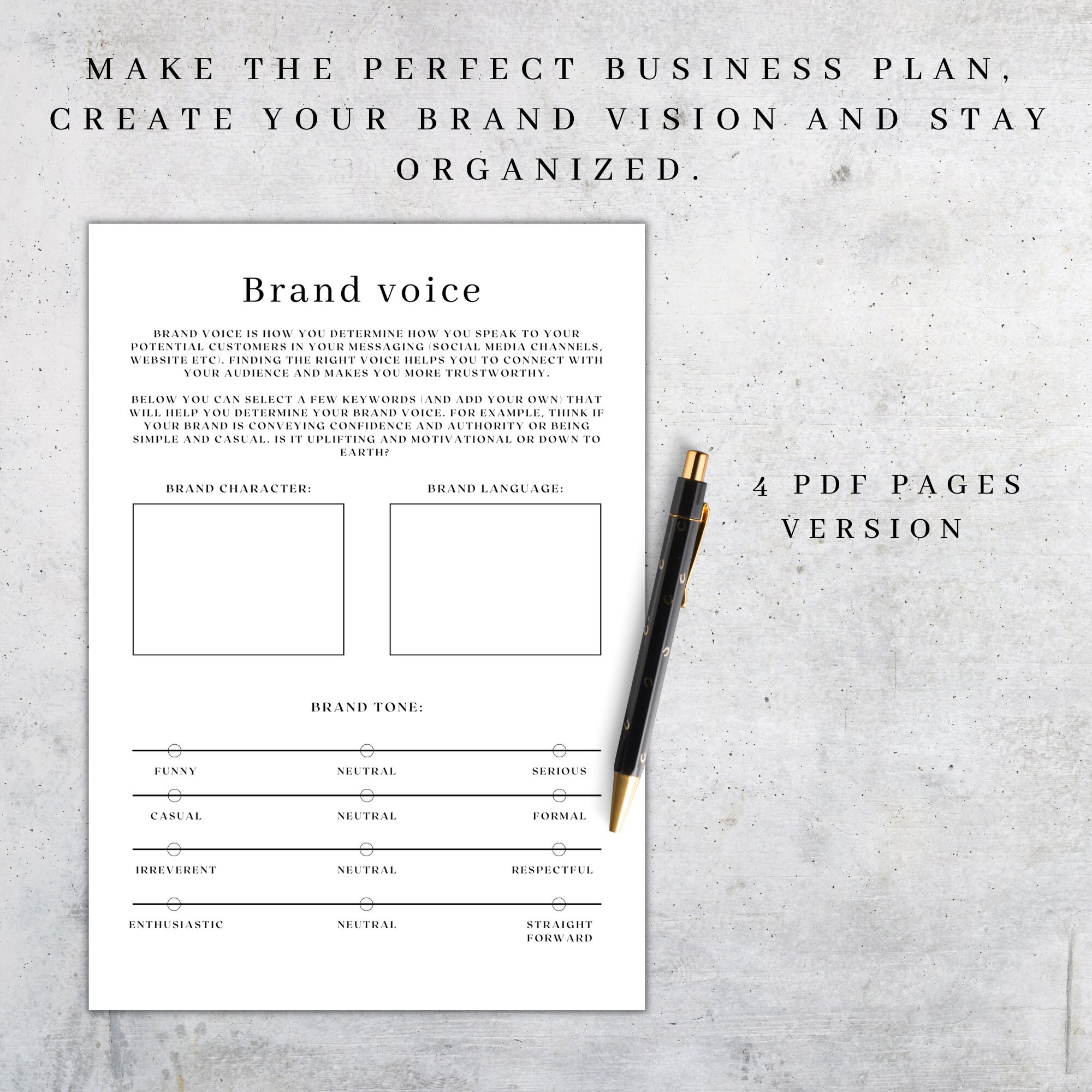 Brand Vision Planner | Digital Branding Kit | Printable Personal Brand ...