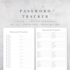 Password Tracker Printable Password Log PDF Password - Etsy