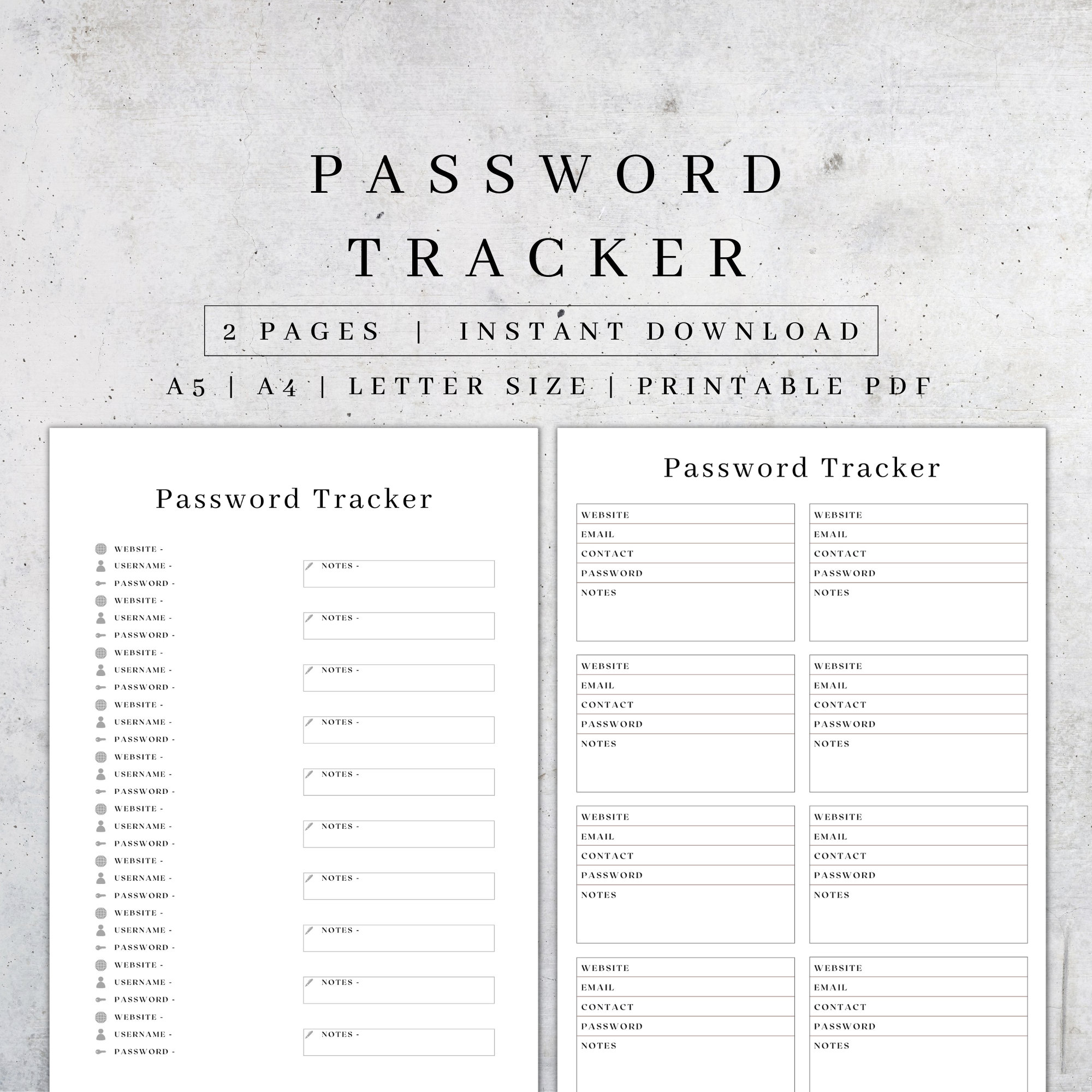 Password Tracker Printable | Password Log PDF | Password Keeper Instant ...