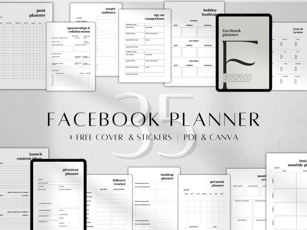 Printable & Editable Facebook Planner | Digital Social Media Planner ...