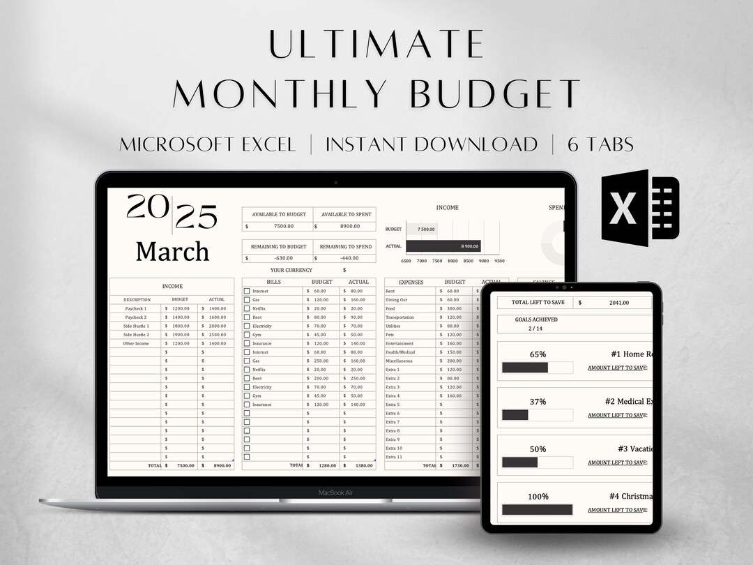 Excel Monthly Budget Template Simple | Easy Budgeting Template ...