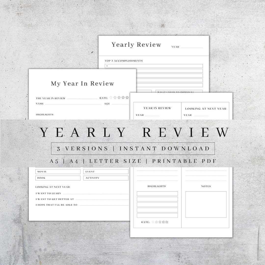 Yearly Planner 2024 Printable | Yearly Review Worksheet | Year ...